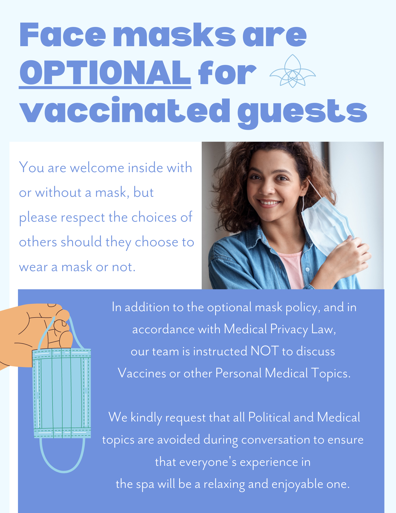 New Mask Policy Effective Monday, June 7th – White Orchid Spa